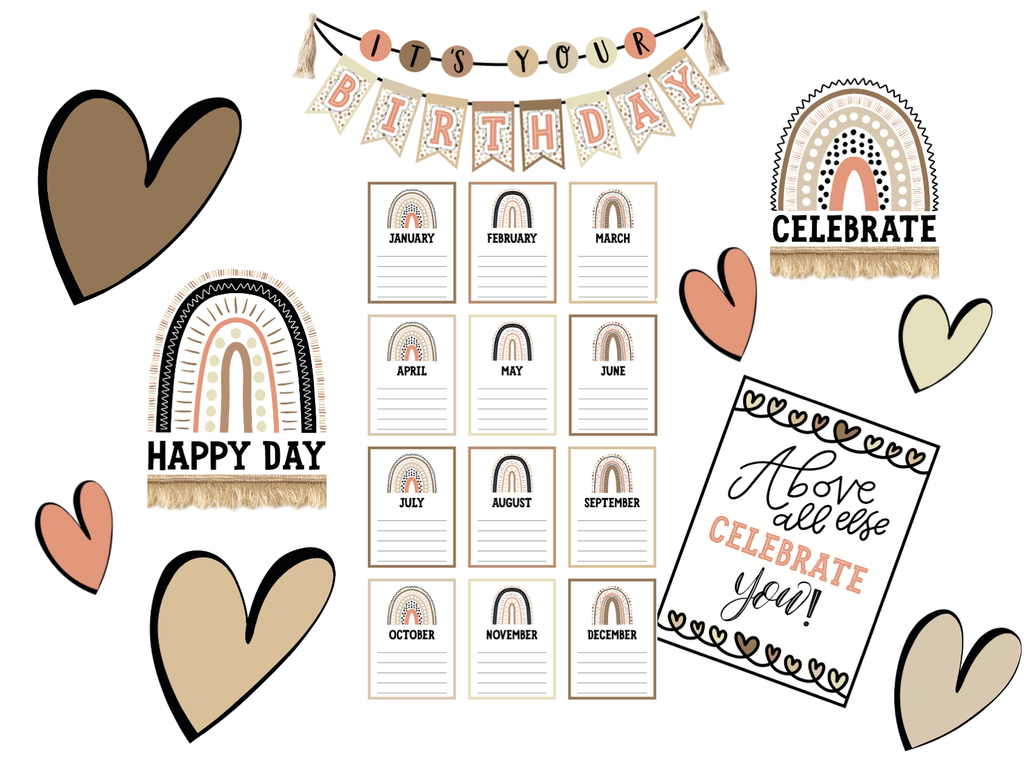 Birthday Bulletin Board Set |Neutral|Schoolgirl Style