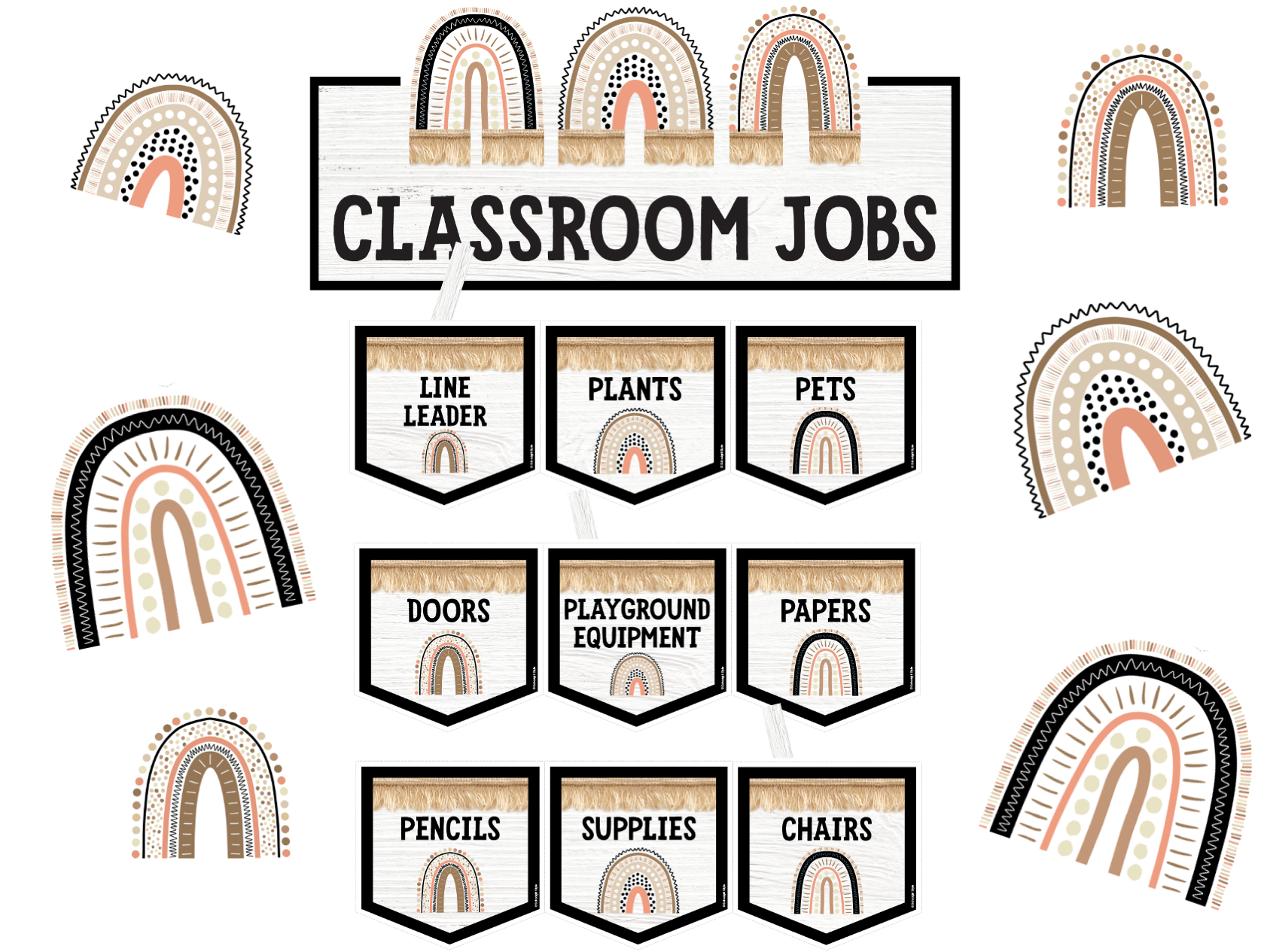 Classroom Jobs Mini Bulletin Board Set|Neutral|Schoolgirl Style