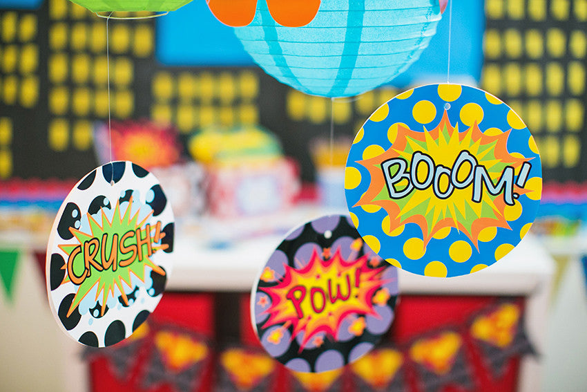 Boom! Crush! Pow! Table Signs | Superheroes | Schoolgirl Style