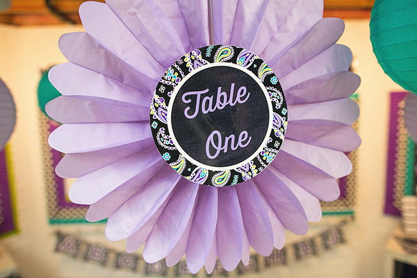 Table/Center Signs | Midnight Orchid Paisley | Schoolgirl Style