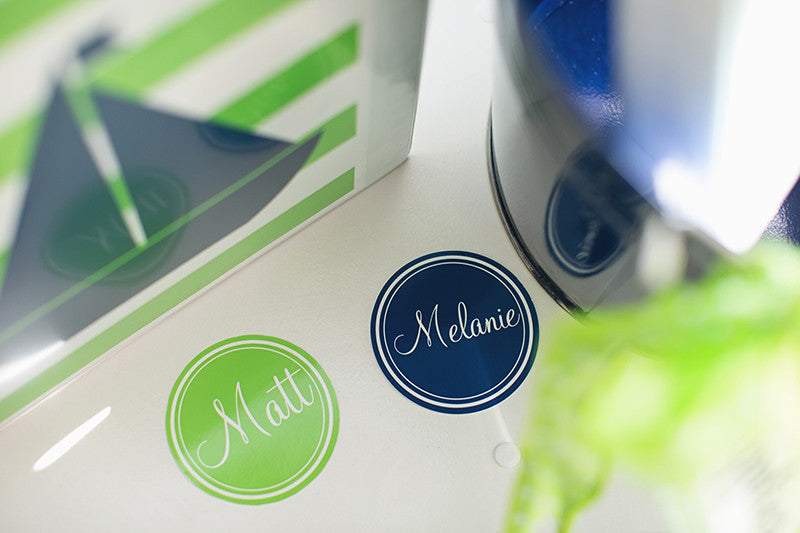 3 inch Round Labels | Preppy Nautical Lime Green & Navy Blue ...
