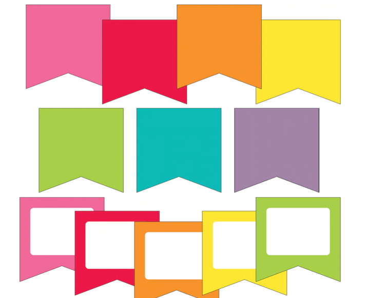 Solid and Editable Rainbow Pennants with 2 Points | Rainbow Classroom ...