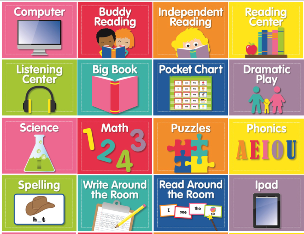 EDITABLE Center Cards | Just Teach | Schoolgirl Style