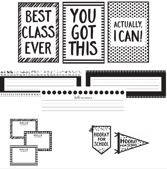 Just Teach Black and White | Full Printable Classroom Decor Bundle ...