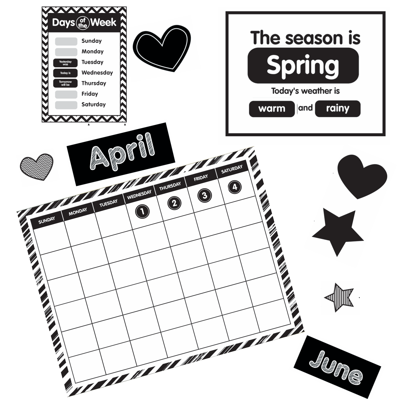 Calendar | Just Teach Black and White | Schoolgirl Style