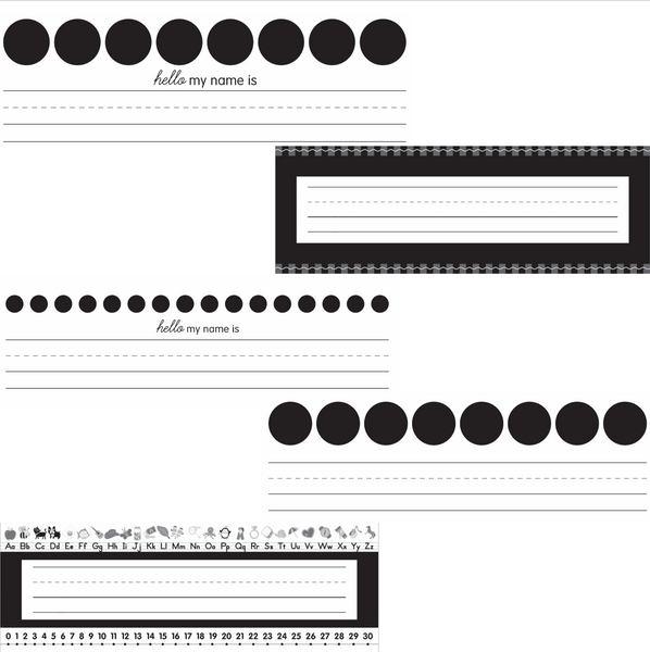 Black and White Nameplates | Just Teach | Schoolgirl Style