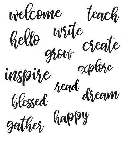 Script Words (Small Font) Bulletin Board Set|Schoolgirl Style