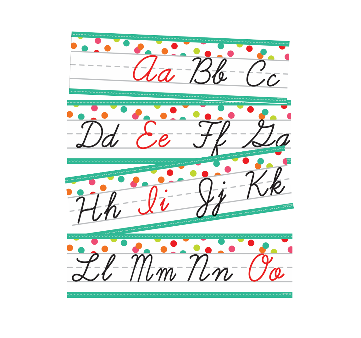 Confetti Cursive Alphabet Line | Black, White and Stylish Brights ...