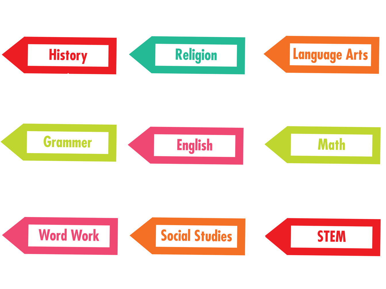 Confetti Subject Signs | Black, White and Stylish Brights | Schoolgirl ...