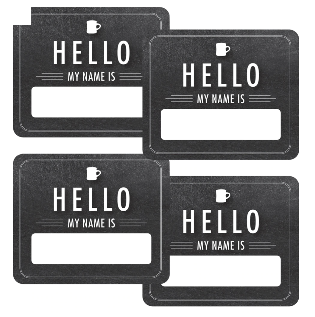 Chalkboard Hello Name Tags|Schoolgirl Style