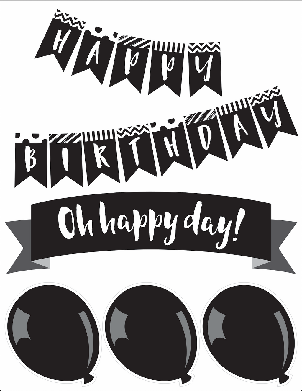 Birthday Bulletin Board Set | Just Teach Black and White | Schoolgirl Style