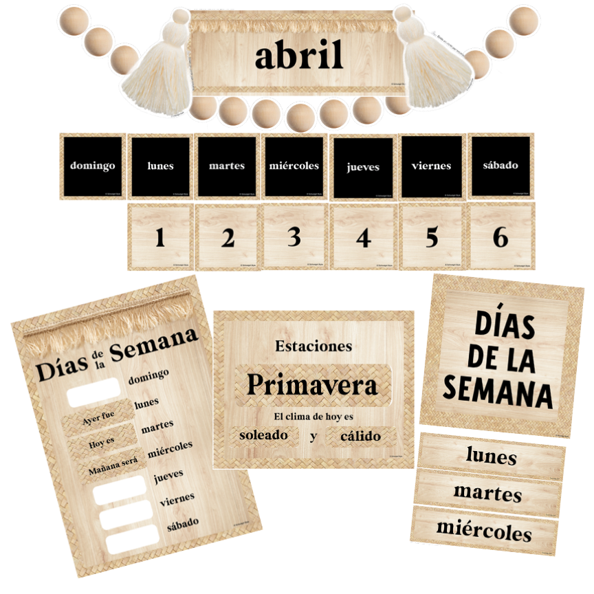 Spanish Pocket Chart Calendar | Bohemian Mood | Schoolgirl Style