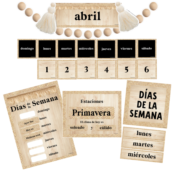 Spanish Pocket Chart Calendar | Bohemian Mood | Schoolgirl Style