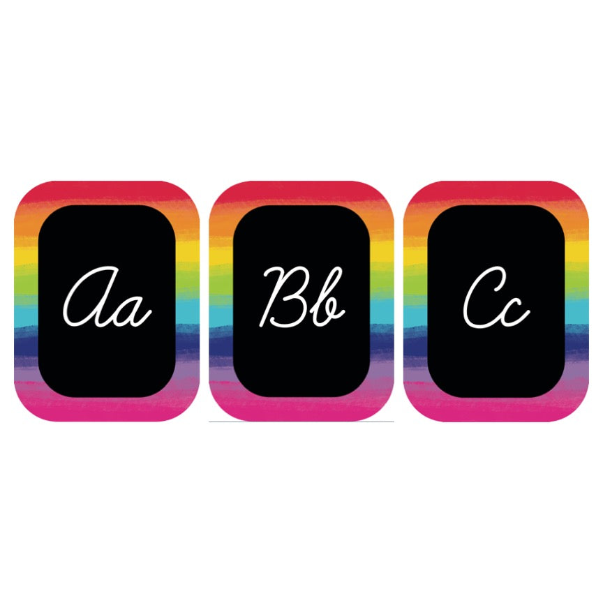 Watercolor Alphabet Cards | Rainbow Classroom Decor | Schoolgirl Style