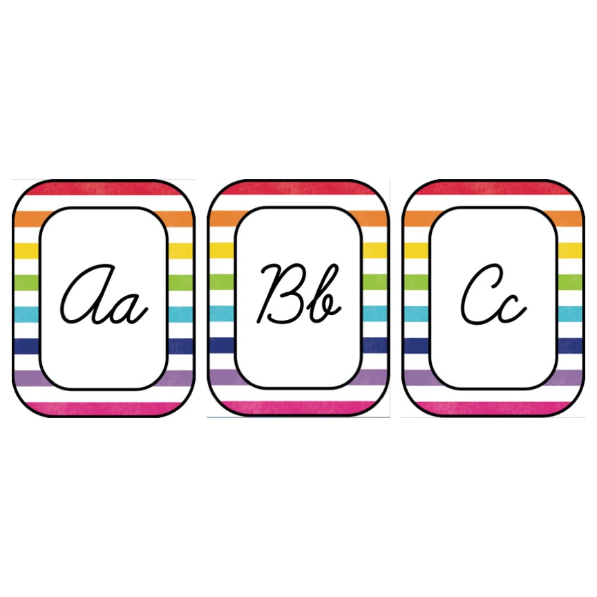 Striped Alphabet Cards | Rainbow Classroom Decor | Schoolgirl Style