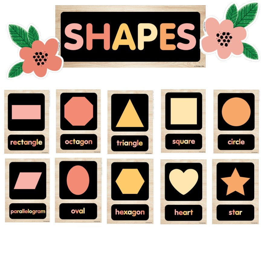 Shape Cards Bulletin Board Set | Neutral | Simply Safari | UPRINT | Sc ...