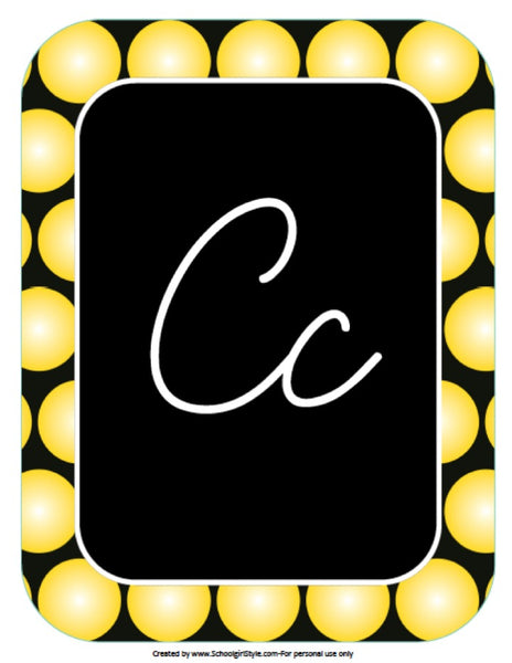 Cursive Alphabet Cards | Hooray for Hollywood | Schoolgirl Style