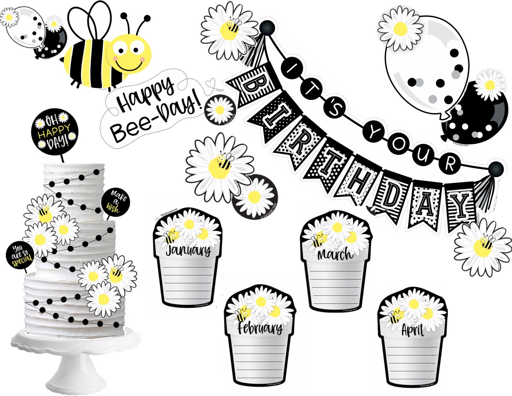 Birthday Bulletin Board Set | Busy Bees | Schoolgirl Style