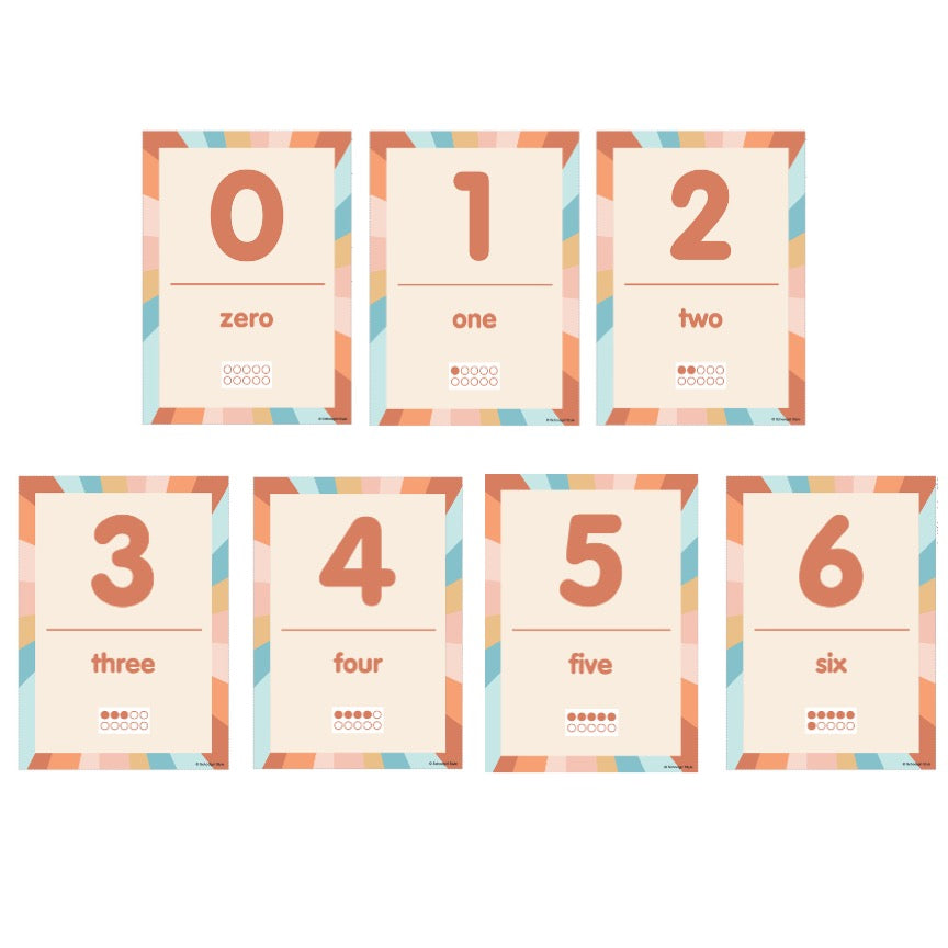 Sandstone Number Cards | Retro Classroom Decor | Schoolgirl Style