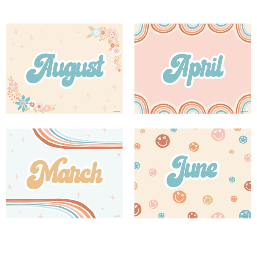 Seasonal Bin Labels | Retro Classroom Decor | Schoolgirl Style