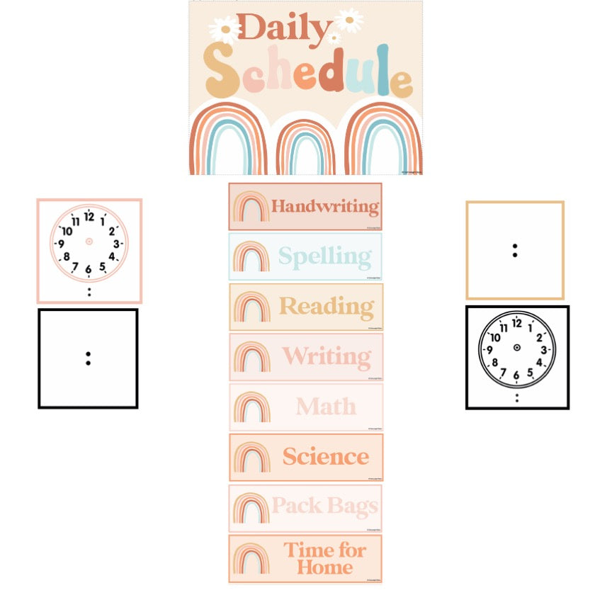 Daily Schedule Set | Retro Classroom Decor | Schoolgirl Style