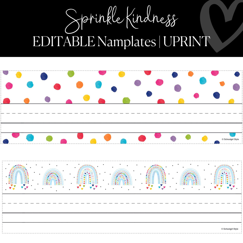 Printable and Editable Nameplates | Rainbow Classroom Decor |Schoolgirl ...