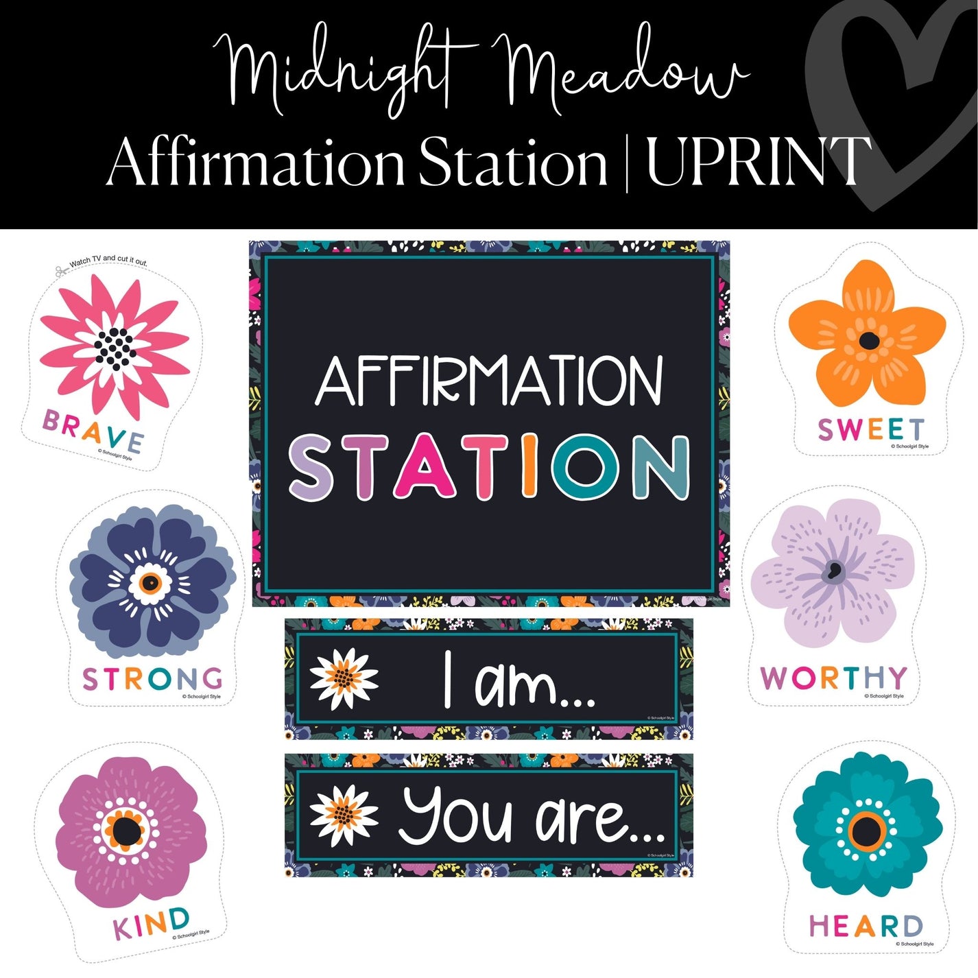 Midnight Meadow | Full Printable Classroom Decor Bundle – Schoolgirl Style