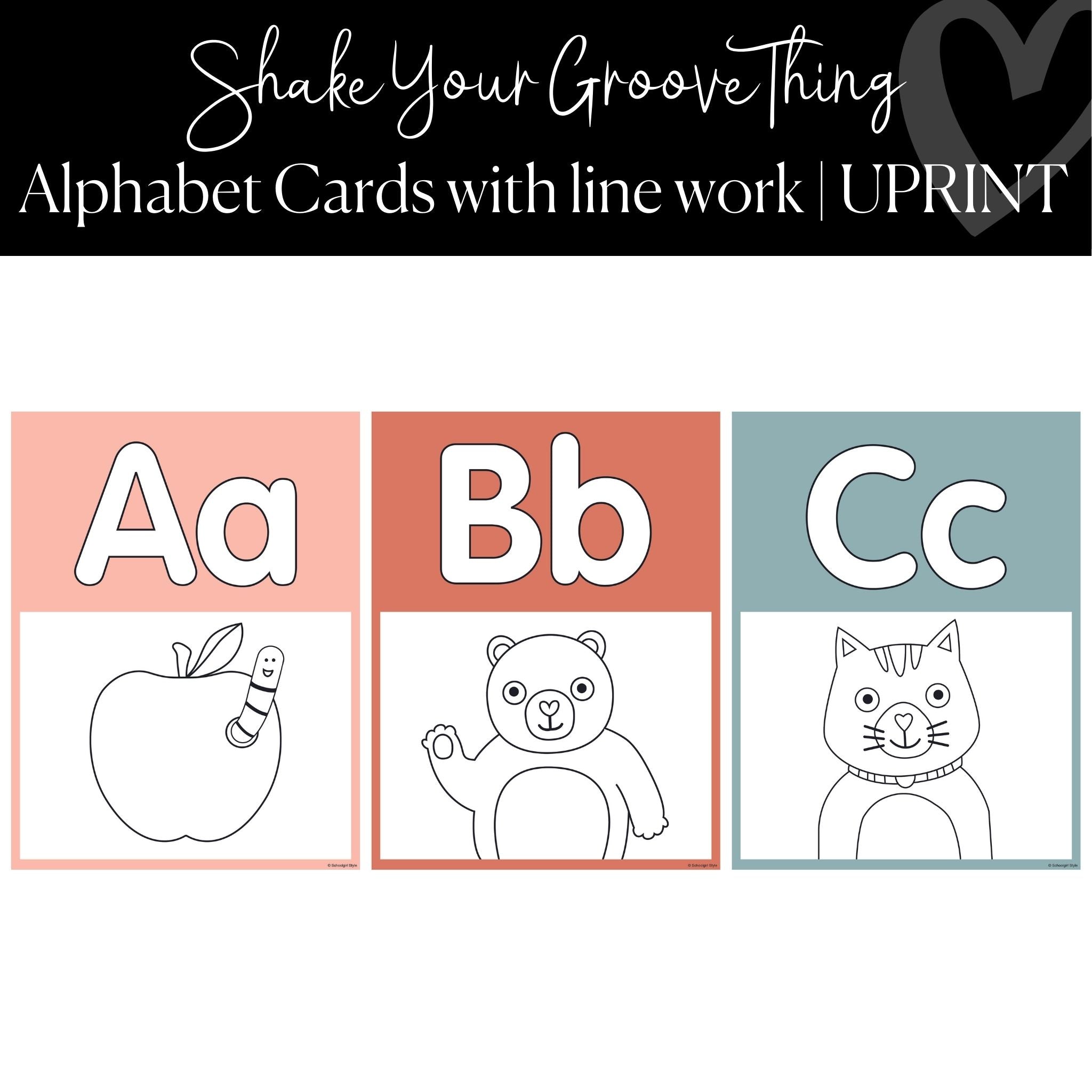 Printable Alphabet Posters with Line Work | Groovy Classroom Decor ...