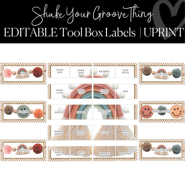 Editable Teacher Tool Box Labels | Fringe Rainbow | Printable Groovy C ...