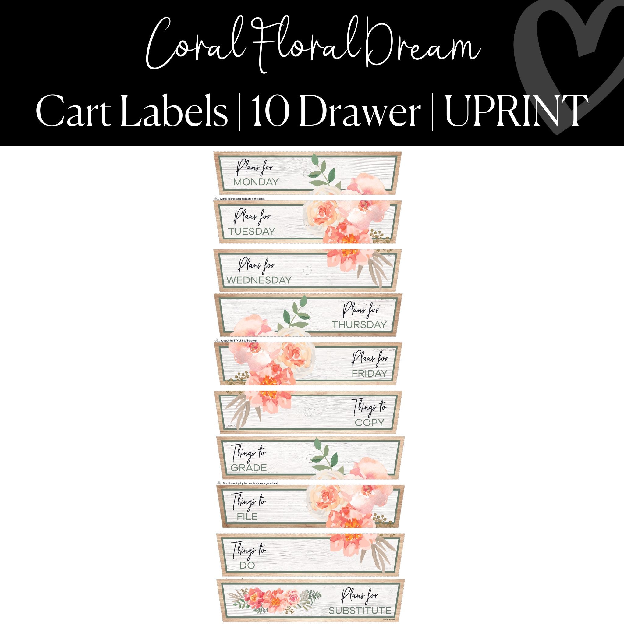 Coral Floral Dream | Full Printable Classroom Decor Bundle – Schoolgirl ...