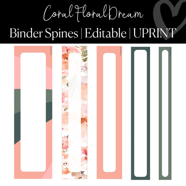 Editable and Printable Binder Covers and Spines | Floral Classroom Dec ...