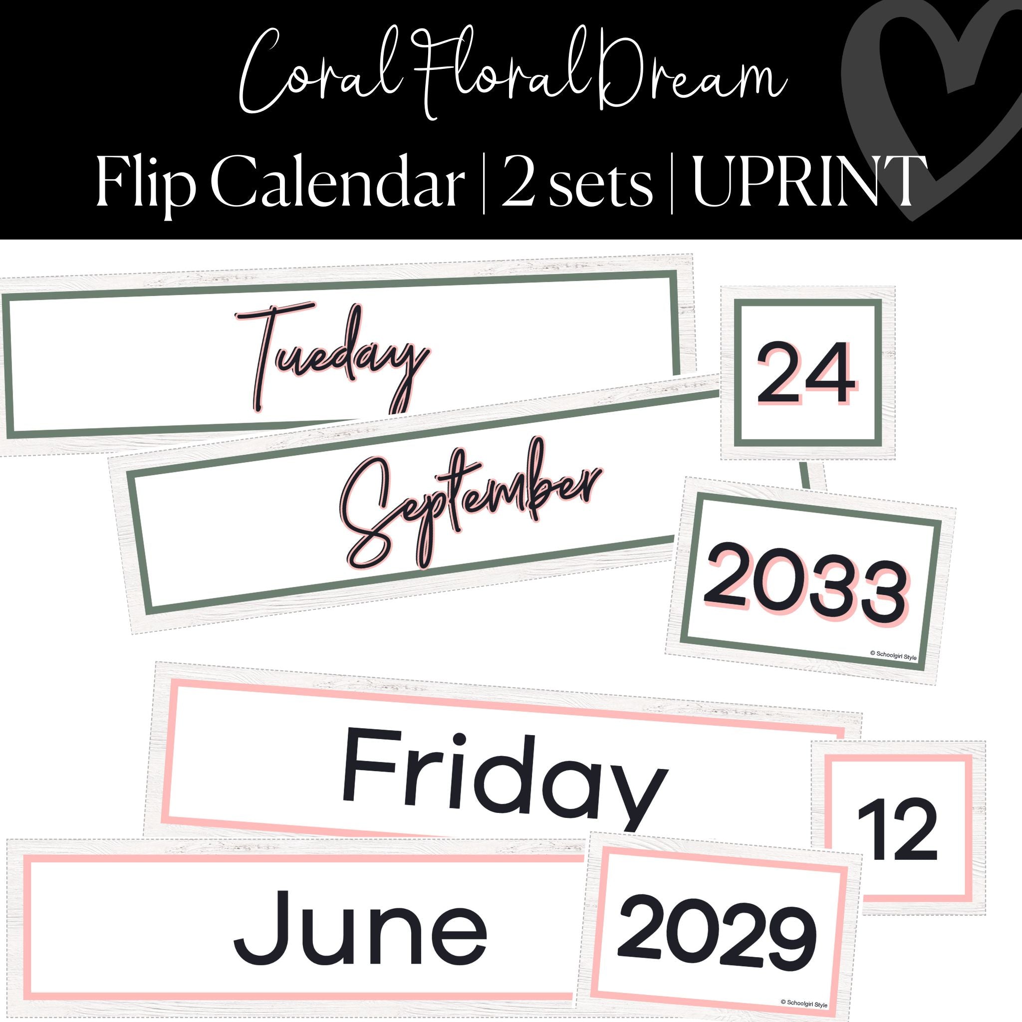 Flip Calendar | Floral Classroom Decor | Schoolgirl Style