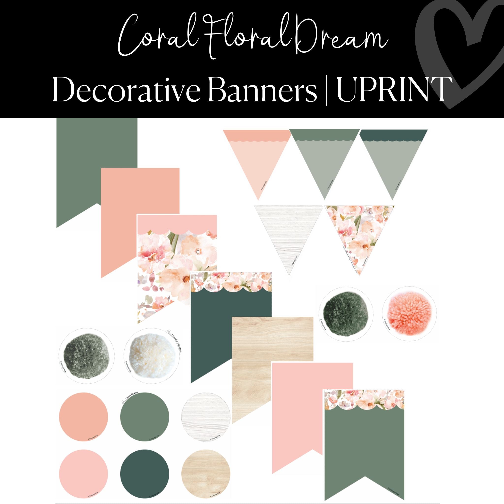 Decorative Classroom Banners | Coral Classroom Decor | Schoolgirl Style