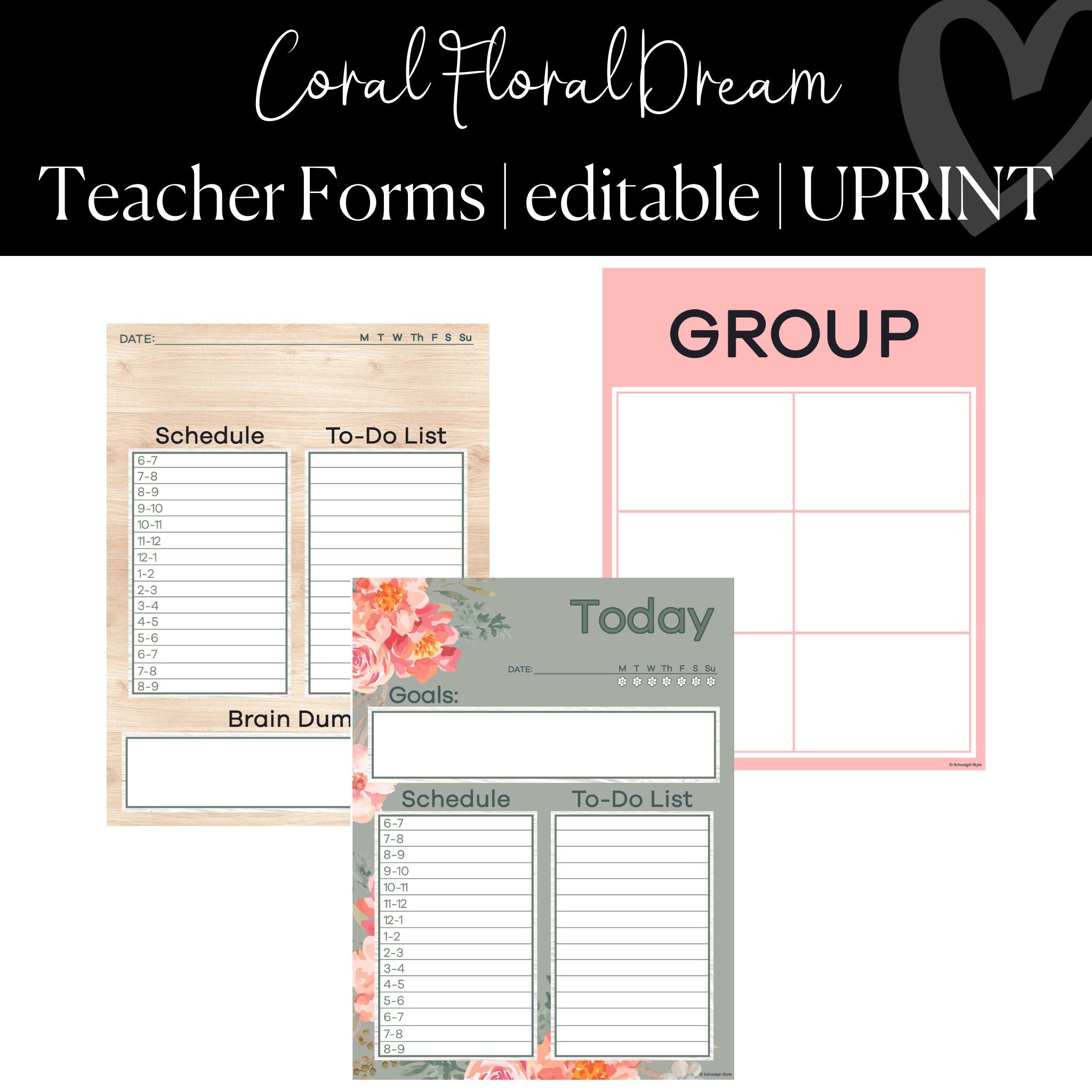 Printable and Editable Teacher Forms | Floral Classroom Decor ...