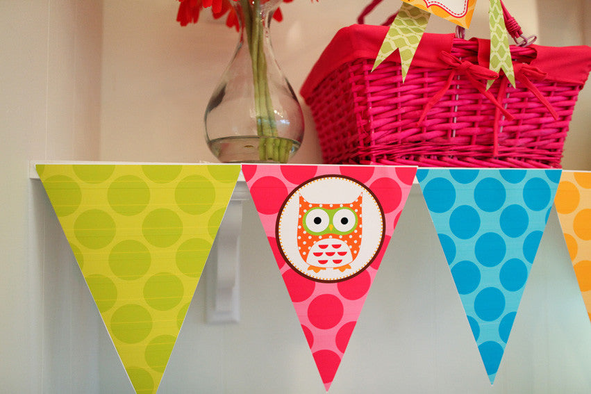 Pennant Banner and Table Signs | Owl Collection | Schoolgirl Style