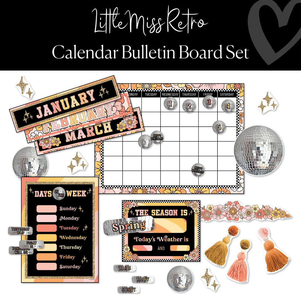 Calendar Bulletin Board Set | Little Miss Retro | Schoolgirl Style