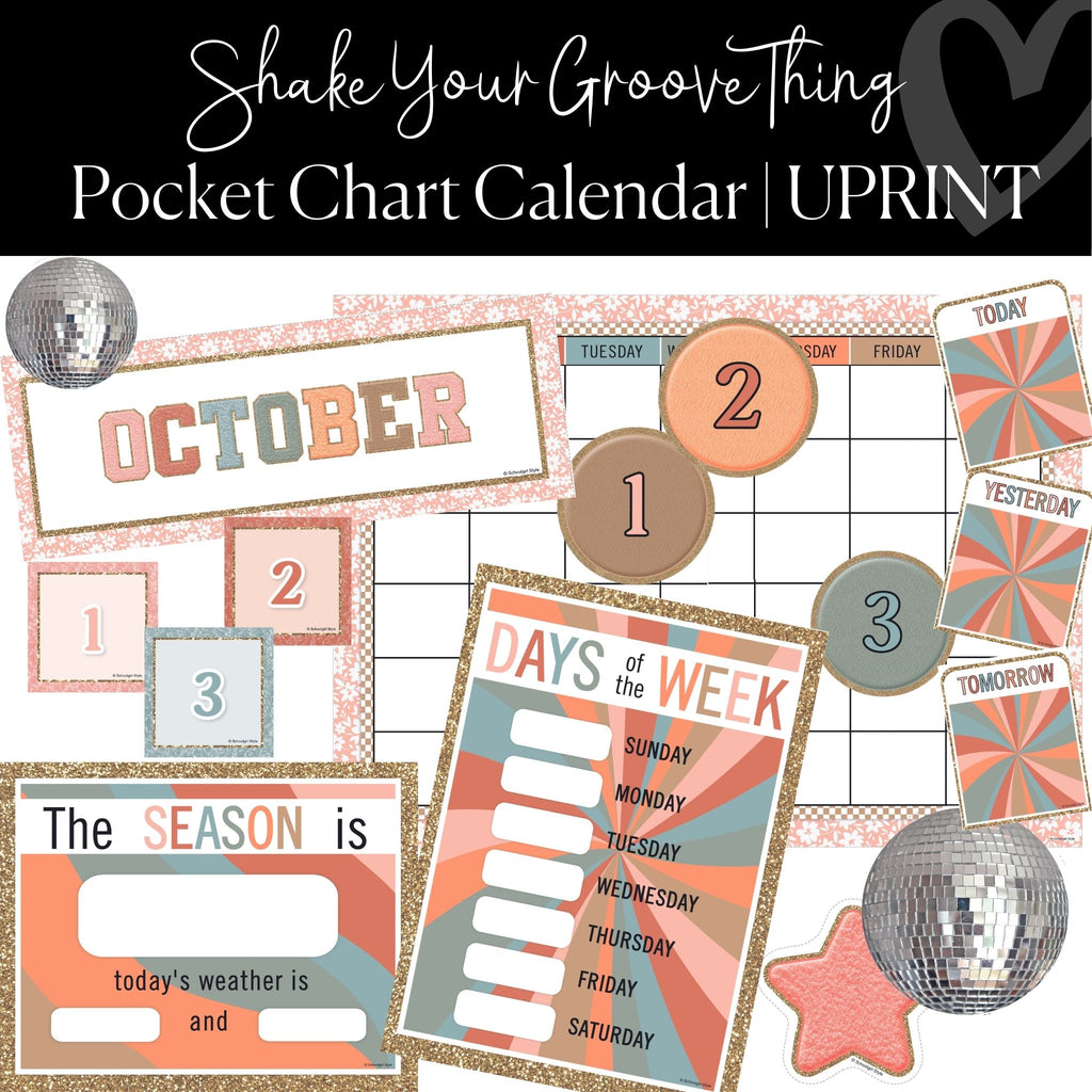 Pocket Chart Calendar | Groovy Classroom Decor | Schoolgirl Style