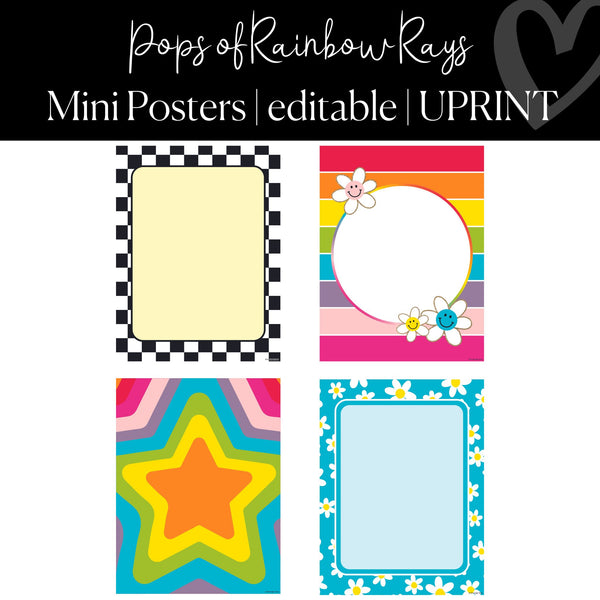 Printable and Editable Classroom Posters | Rainbow and Retro Classroom ...