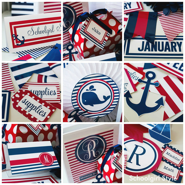 Preppy Nautical Red and Navy Blue - Full Collection {UPRINT ...
