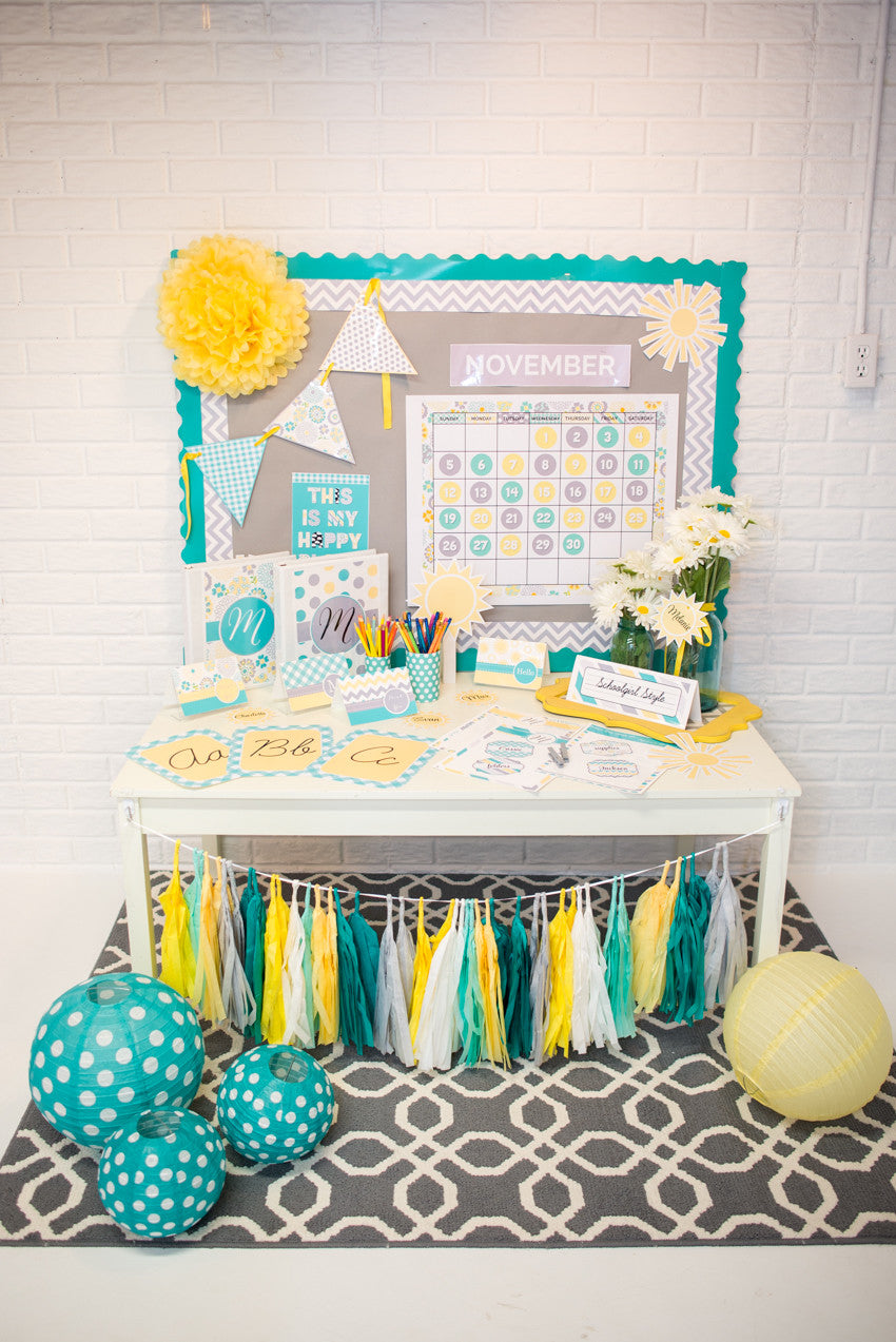 Hello! Sunshine Gray | Full Printable Classroom Decor Bundle | Printab ...