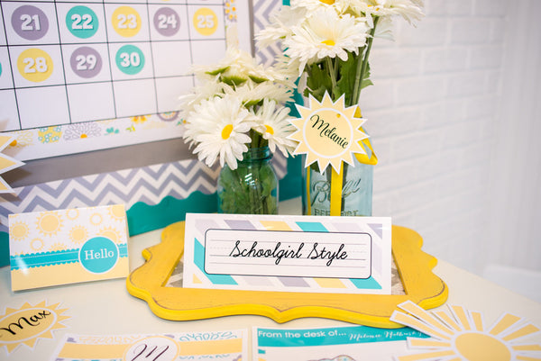 Hello! Sunshine Gray | Full Printable Classroom Decor Bundle | Printab ...