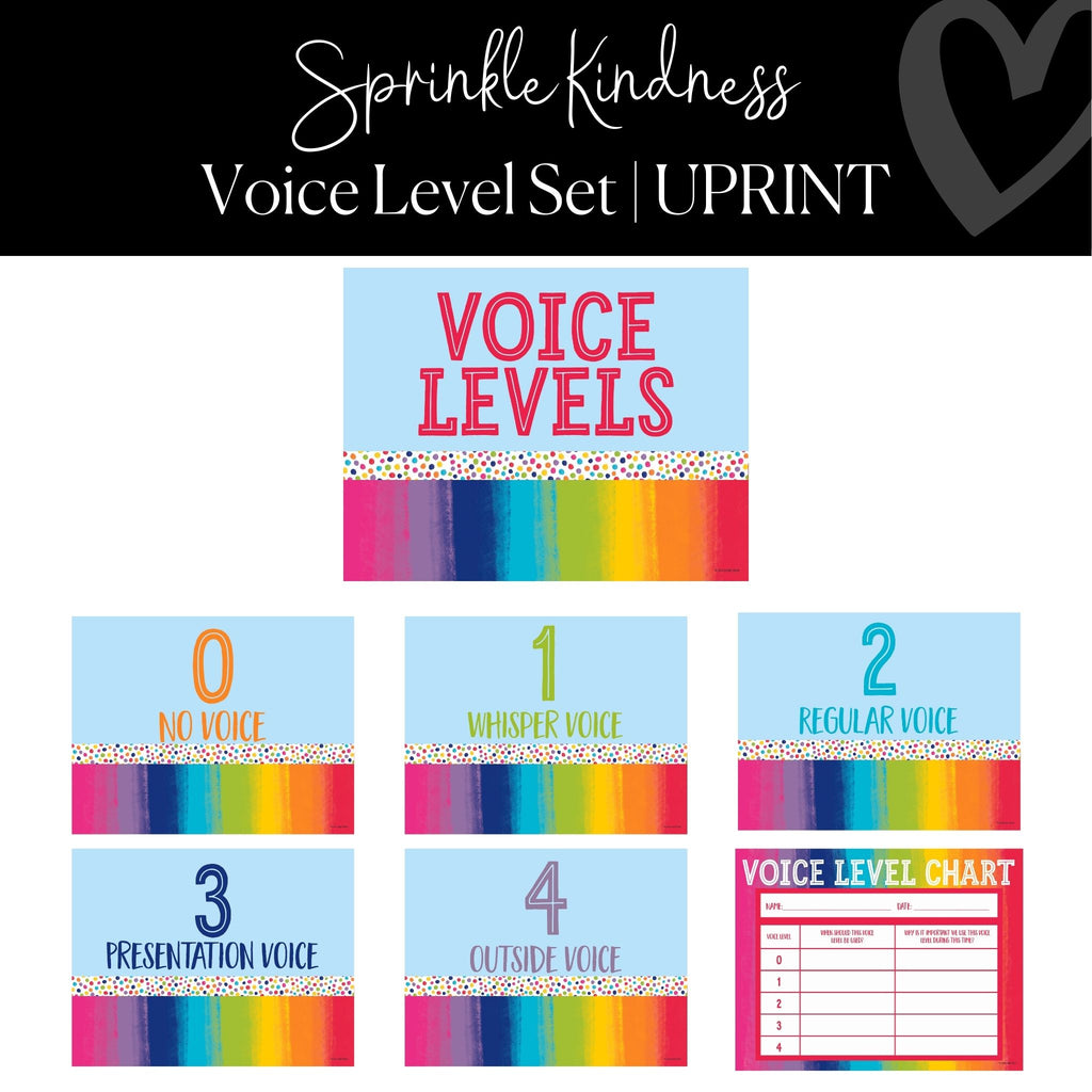 Printable Voice Level Poster Set | Classroom Management|| Schoolgirl Style