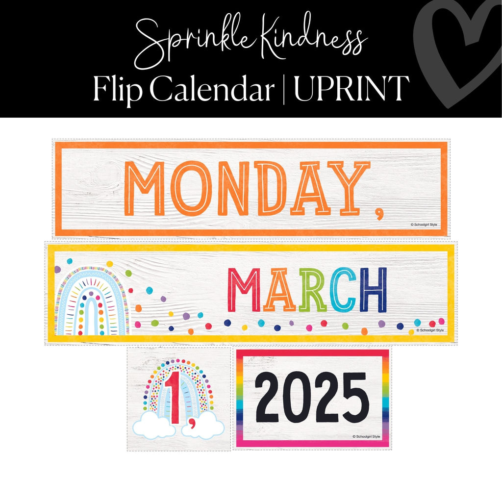 Flip Calendar | Rainbow Classroom Decor | Schoolgirl Style