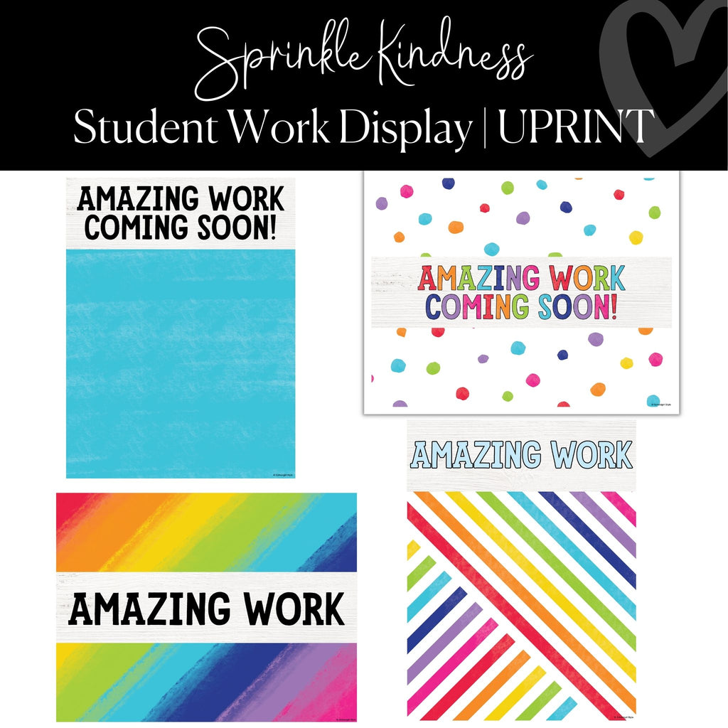 Printable Student Work Display Set | Rainbow Classroom Decor ...
