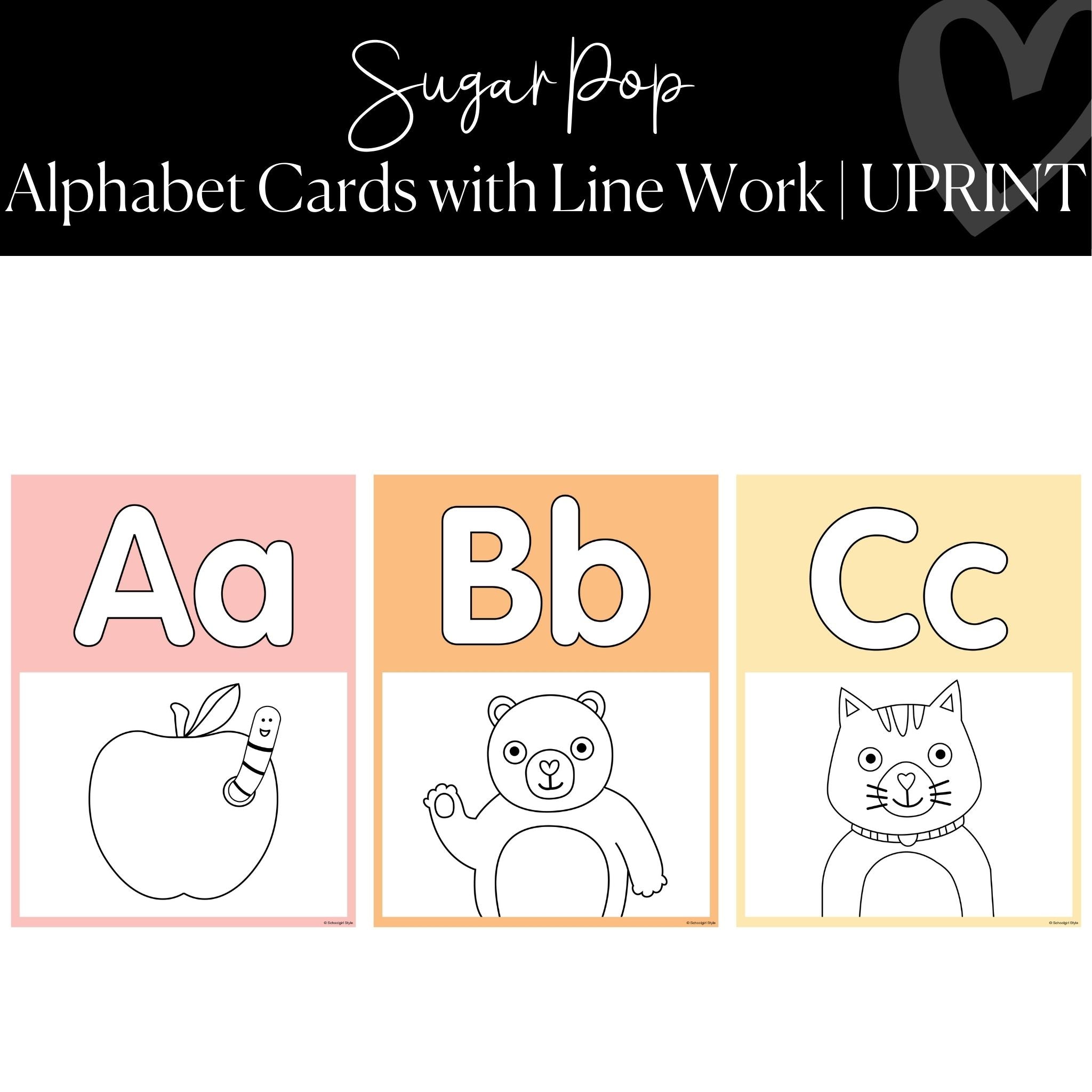 Printable Alphabet Posters with Line Work | Pastel Classroom Decor ...