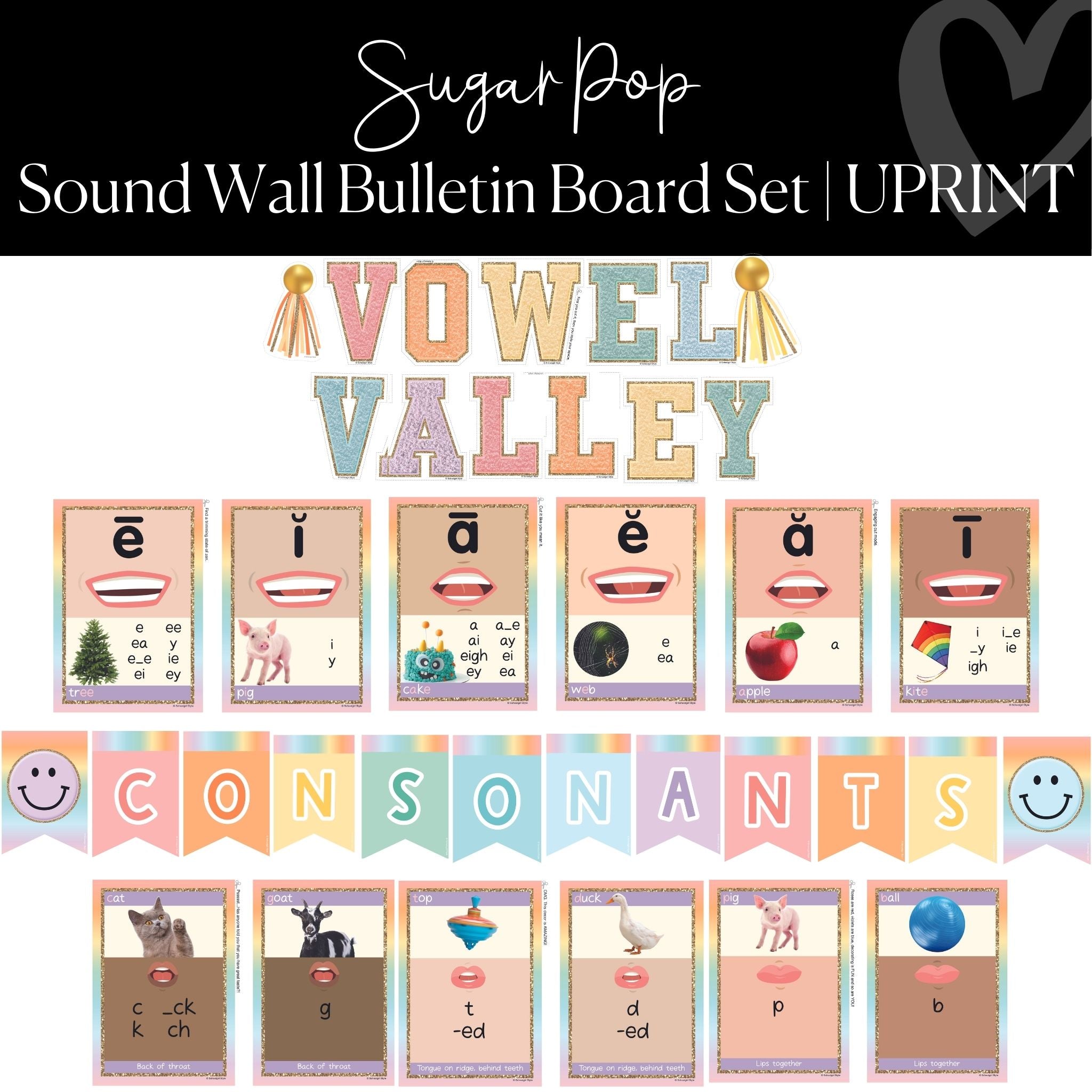 Printable Sound Wall | Pastel Classroom Decor | Schoolgirl Style