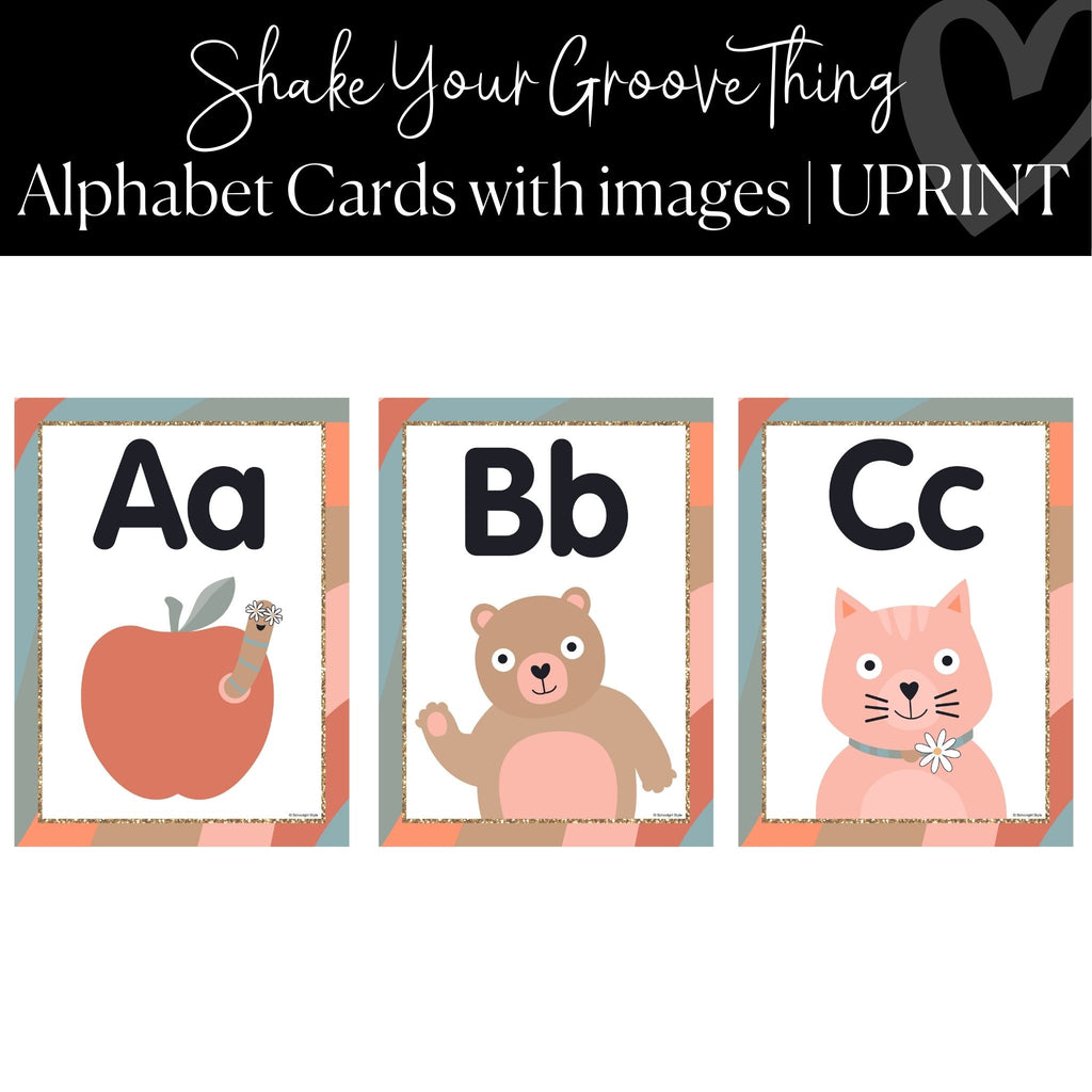 Alphabet Posters with Images | Groovy Classroom Decor | UPRINT | Shake ...